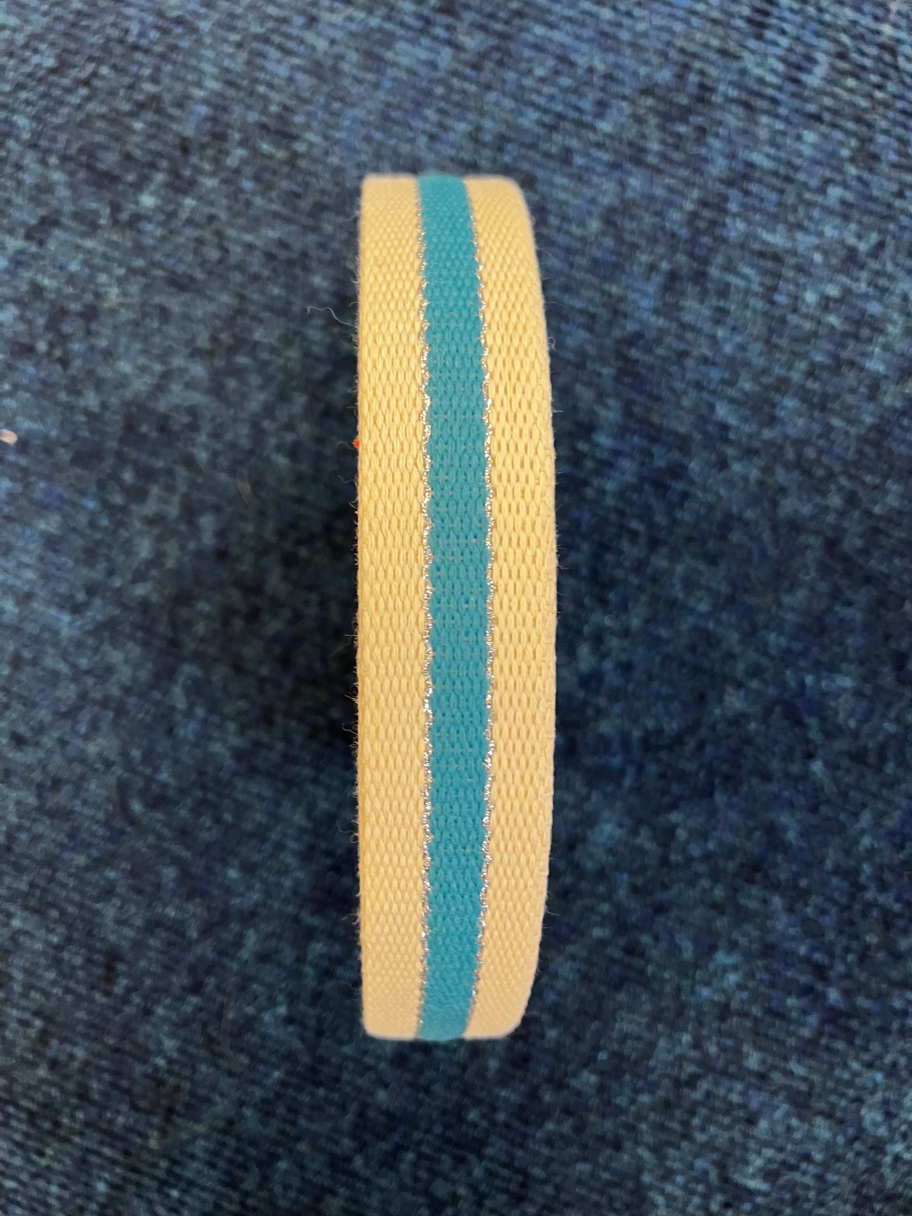 Cotton Webbing - Cream/Turquoise with metallic stripe – Superior Sewing